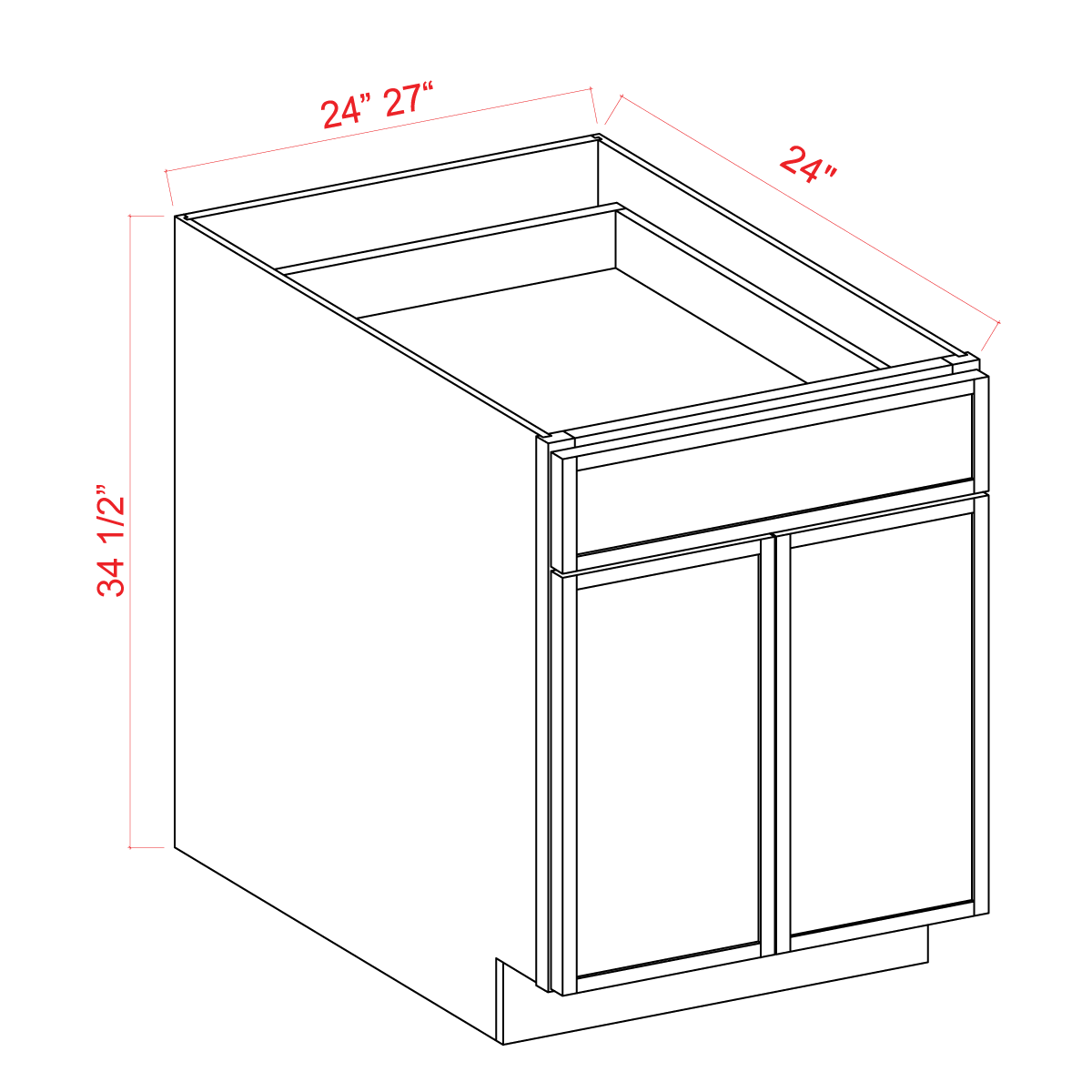 Double Door Single Drawer Base Cabinet - ABCabinetry