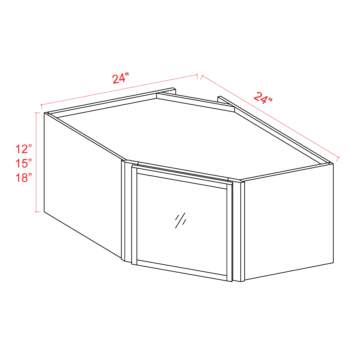 Wall Diagonal Glass Door Corner Cabinet - ABCabinetry